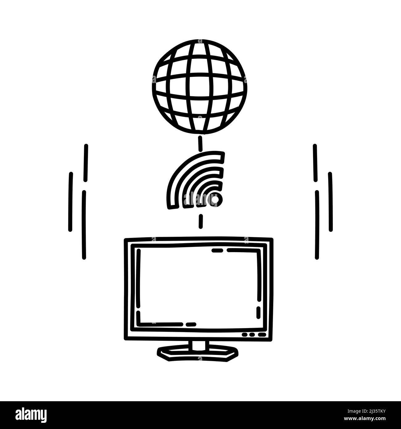 Network Status Part of Computer and Operating System Hand Drawn Icon Set Vector Stock Vector ...