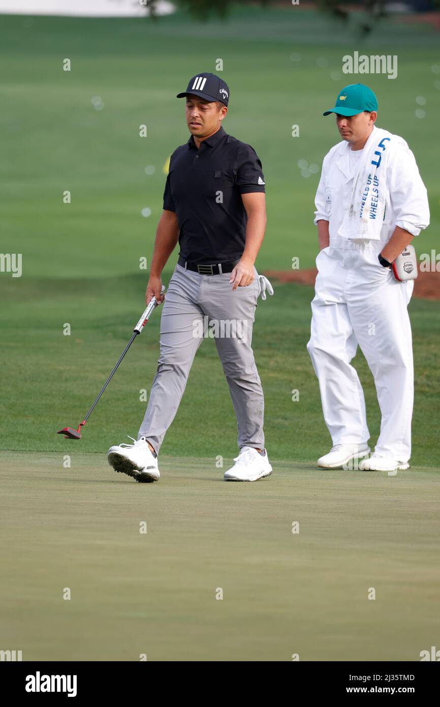 Augusta, GA - April 05: Xander Schauffele practices his putting on ...