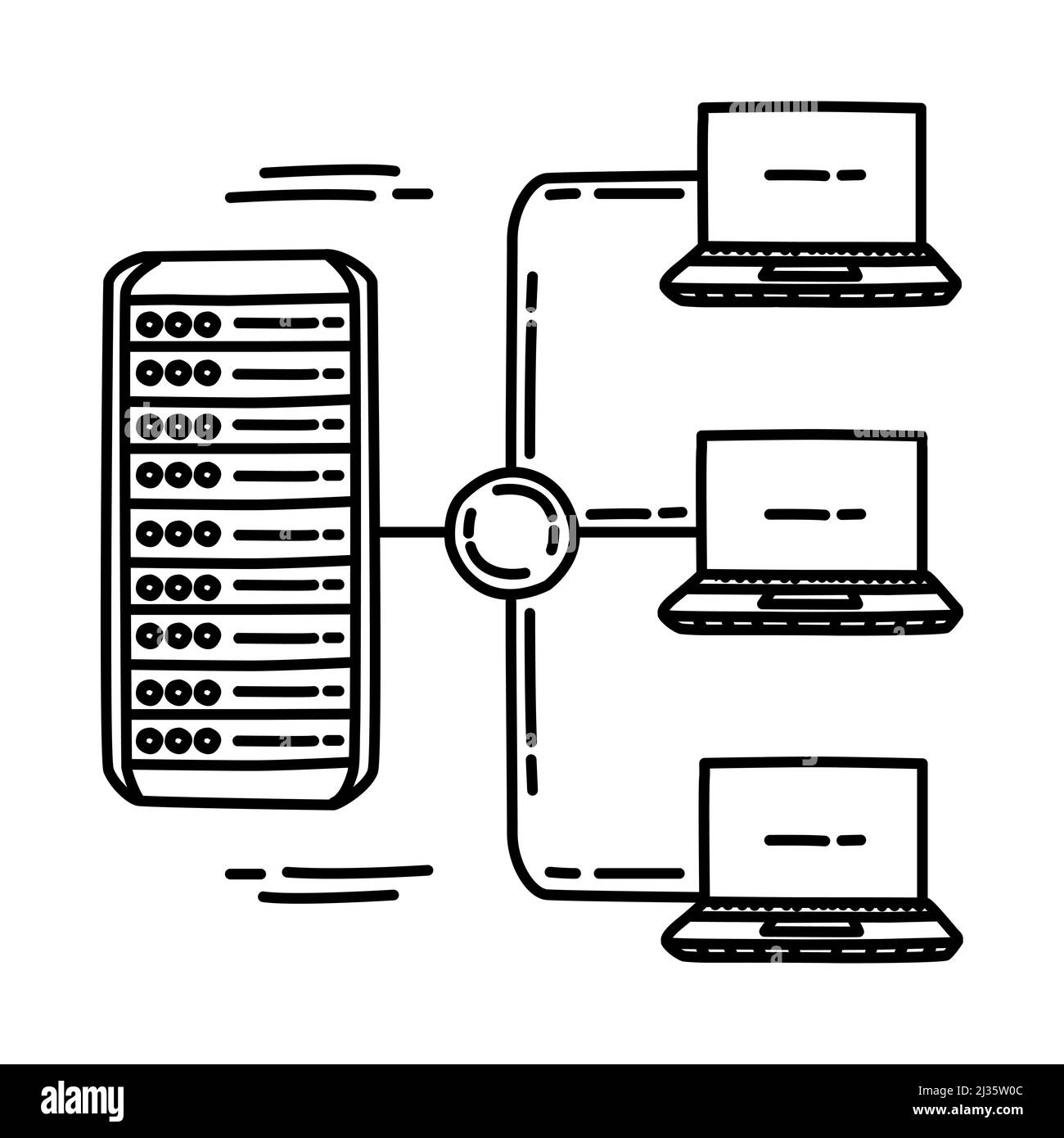 Data Network Part Of Computer Software And Hardware Hand Drawn Icon Set Vector Stock Vector
