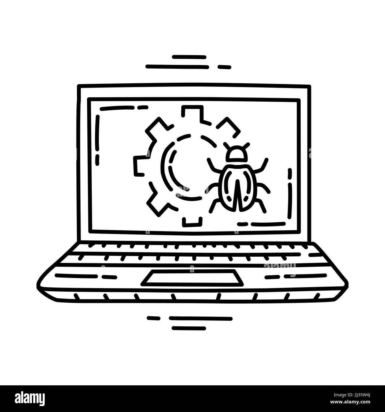 Malware Computer Part of Computer Software and Hardware Hand Drawn Icon ...