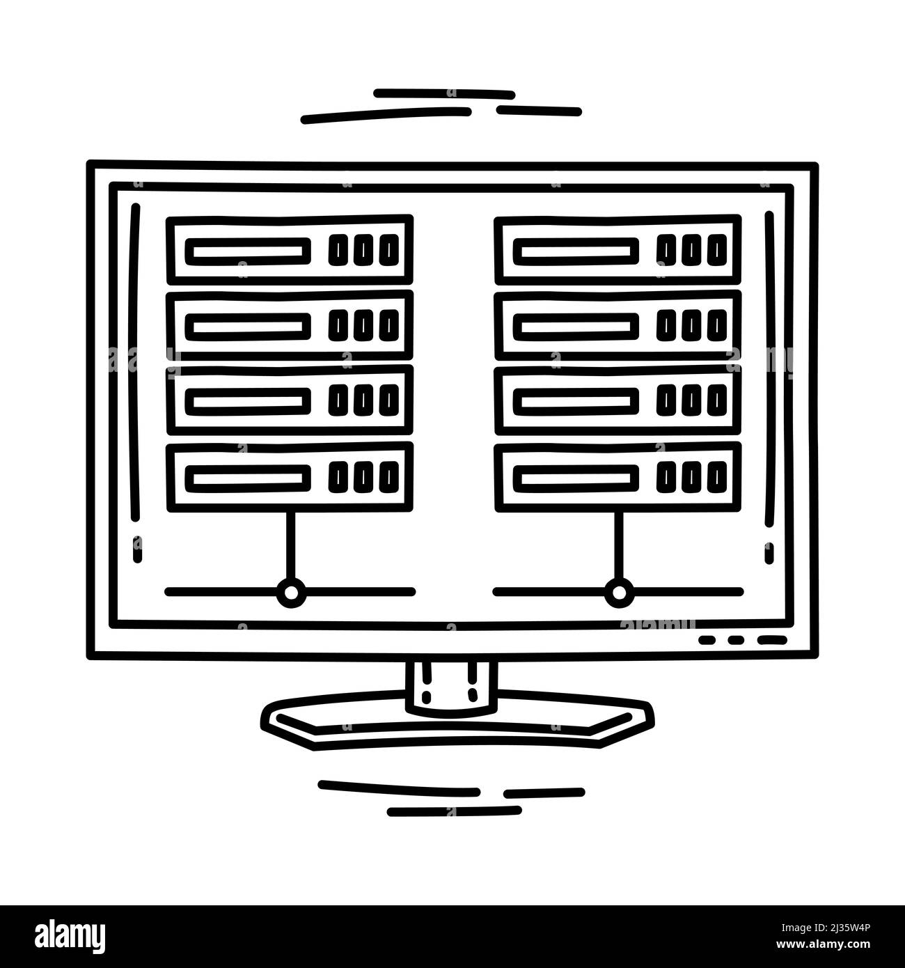 Server Computer Part of Computer Software and Hardware Hand Drawn Icon Set Vector Stock Vector ...