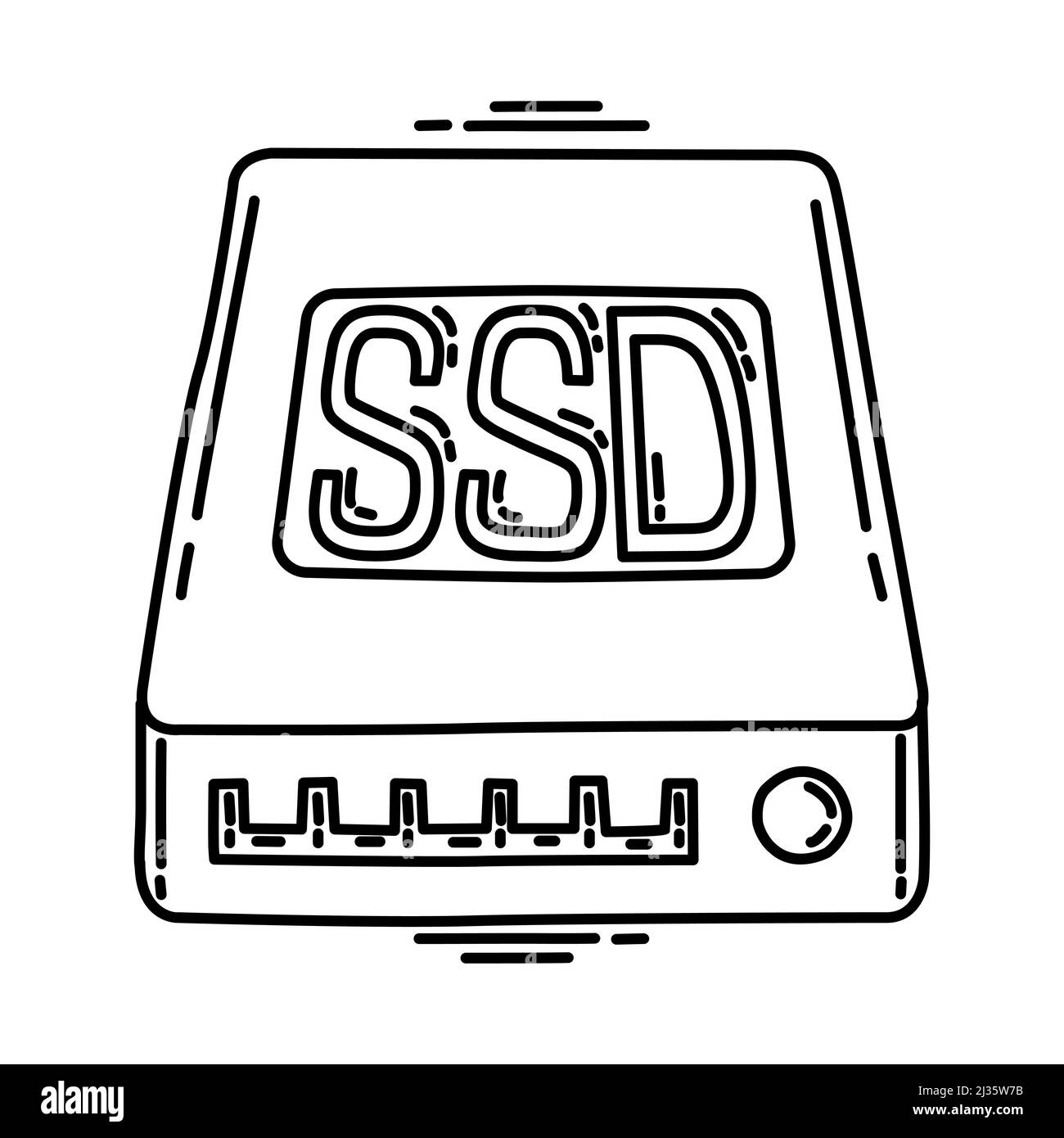Solid State Drive Part Of Computer Software And Hardware Hand Drawn Icon Set Vector Stock Vector