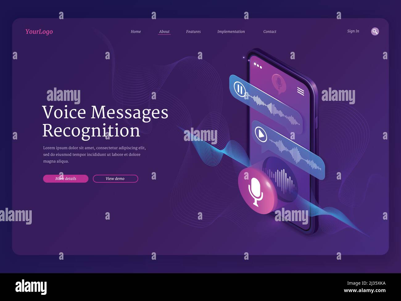 Voice messages recognition banner. Mobile application for recording ...