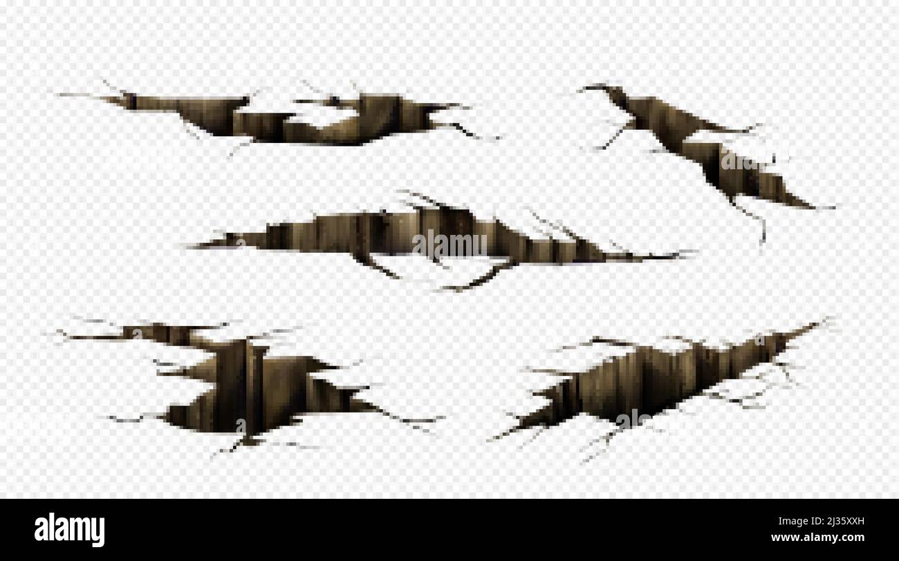 Ground cracks, fractures on land surface, earthquake breaks in ...