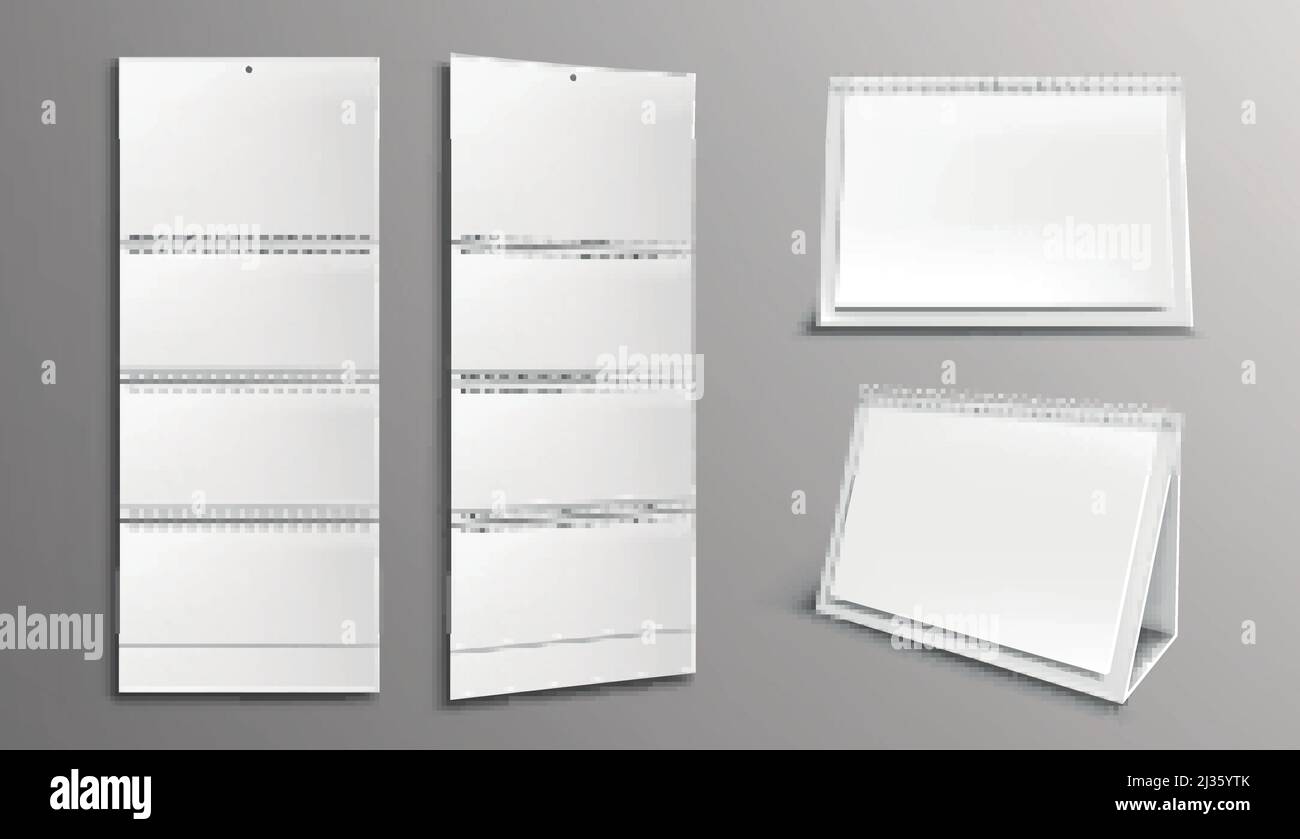 Calendar mockup with blank pages and binder. Desktop and wall paper ...