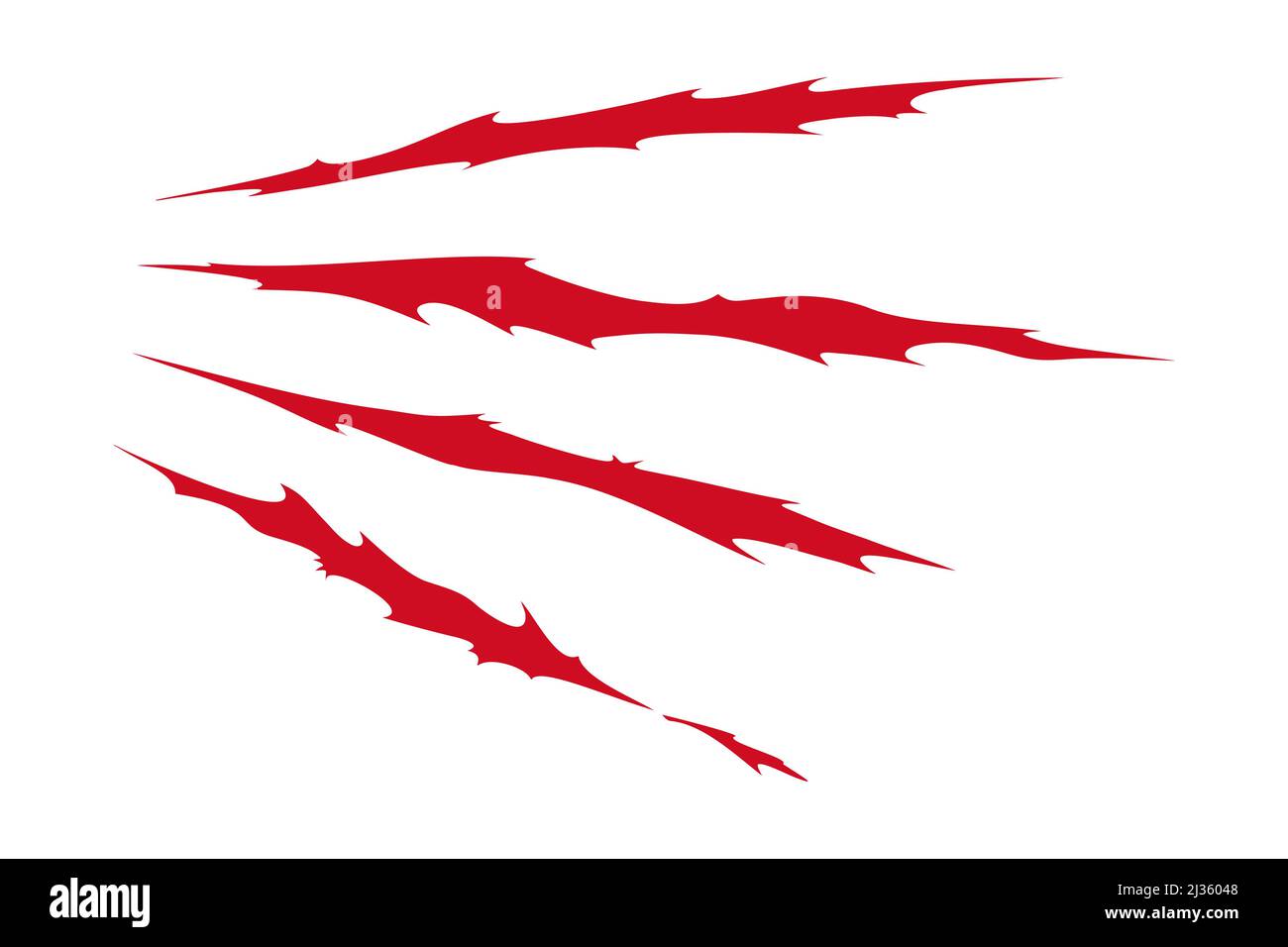 Claw scratches of wild animal. Red cat scratches marks isolated in ...