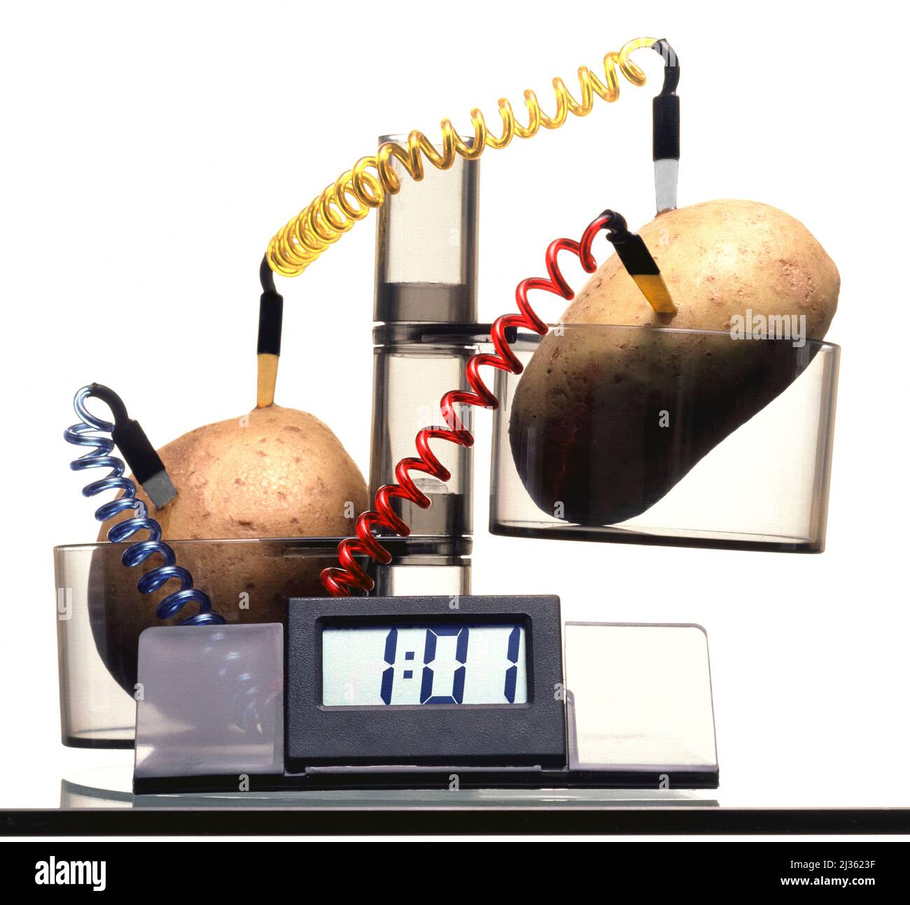 Potato battery digital clock Stock Photo - Alamy