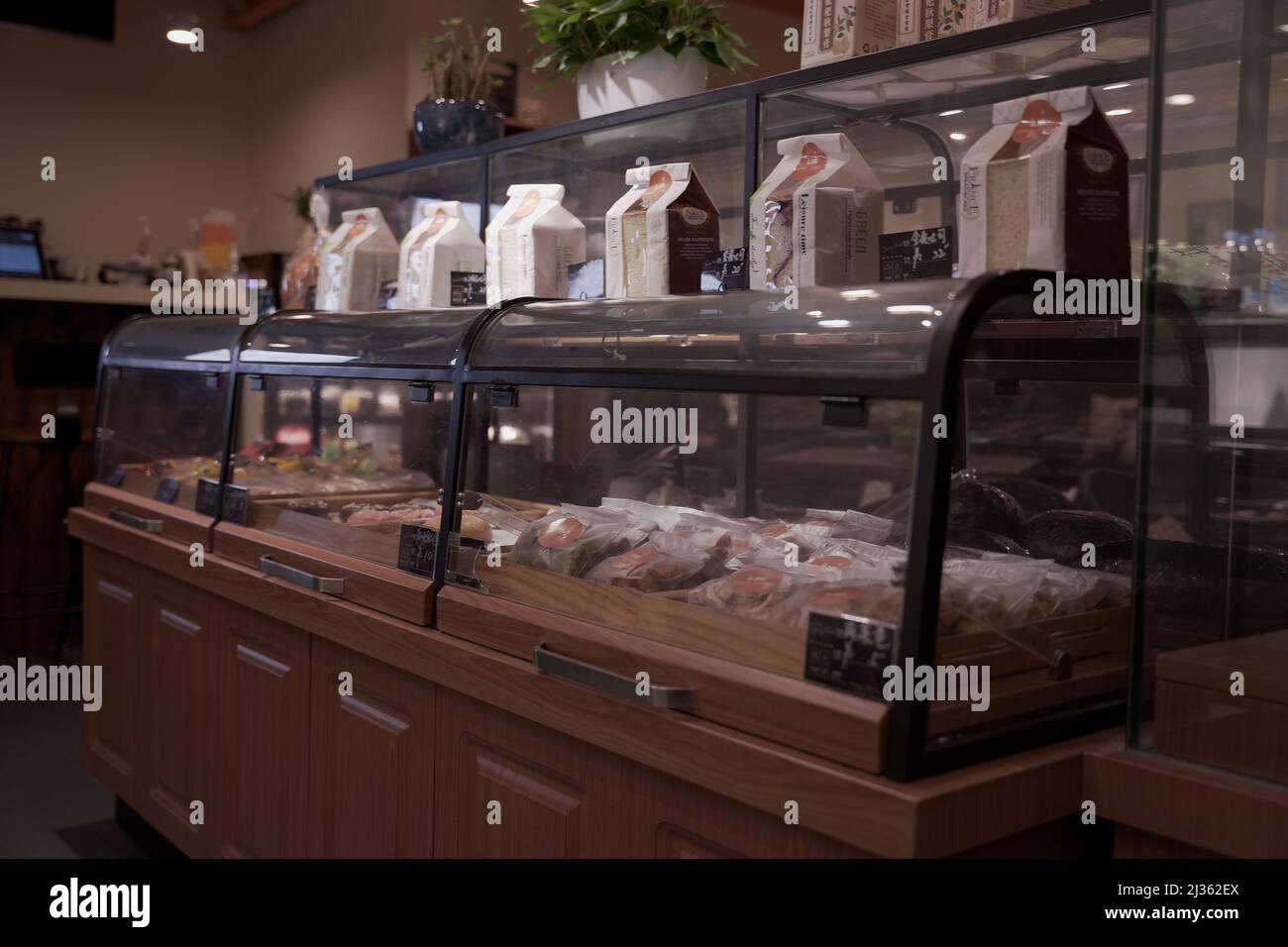 An interior view at a local Chinese coffee shop in Shanghai, China ...