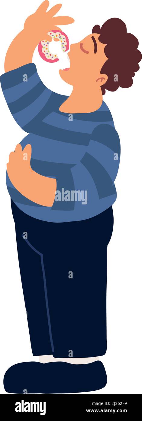 Cartoon illustration man eating donut hi-res stock photography and ...