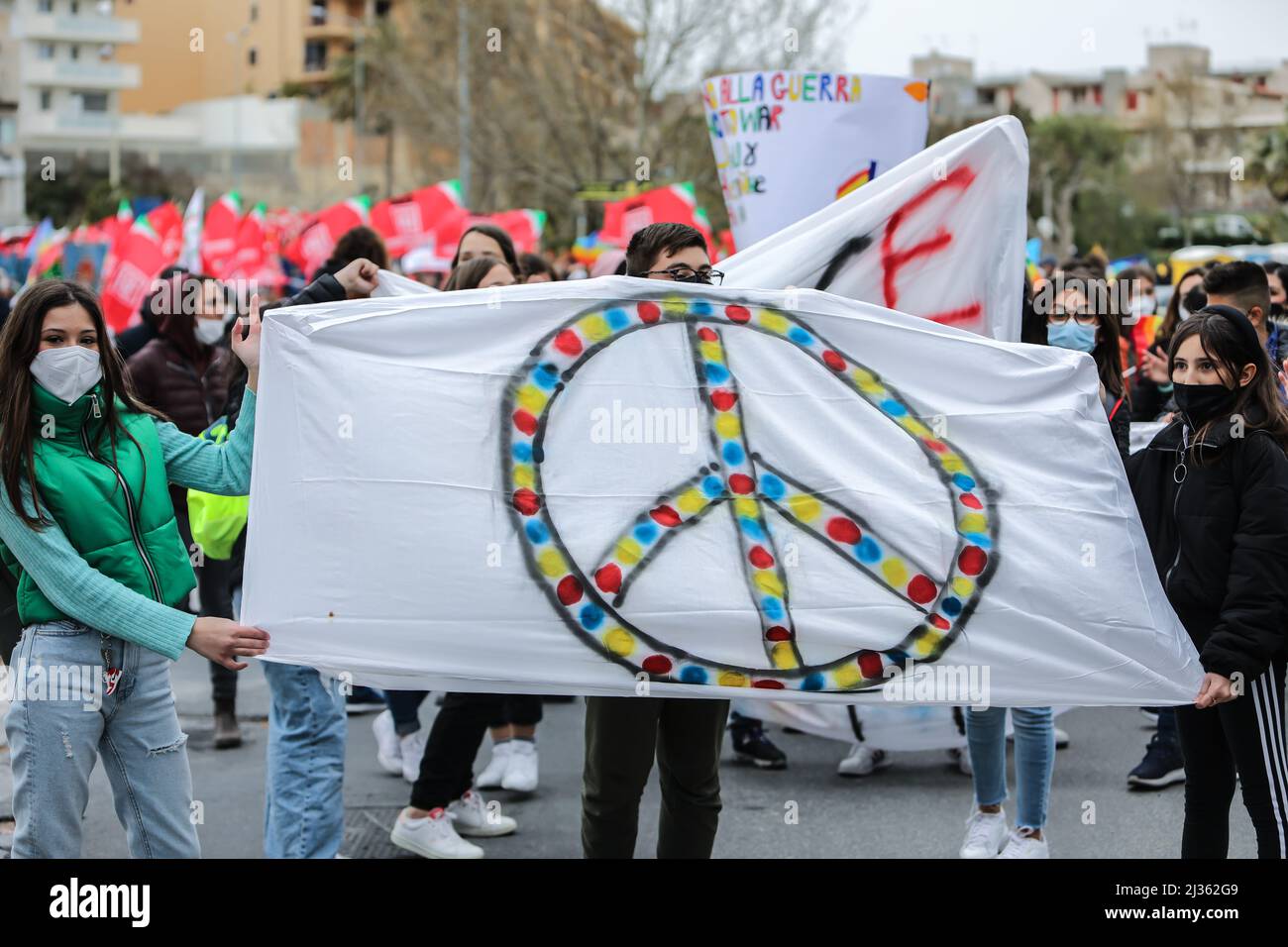 Comiso, Italy. 04th Apr, 2022. Demonstration for the peace in Comiso ...