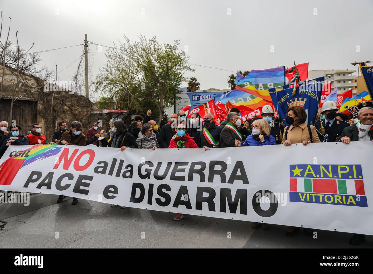 Comiso, Italy. 04th Apr, 2022. Demonstration for the peace in Comiso ...