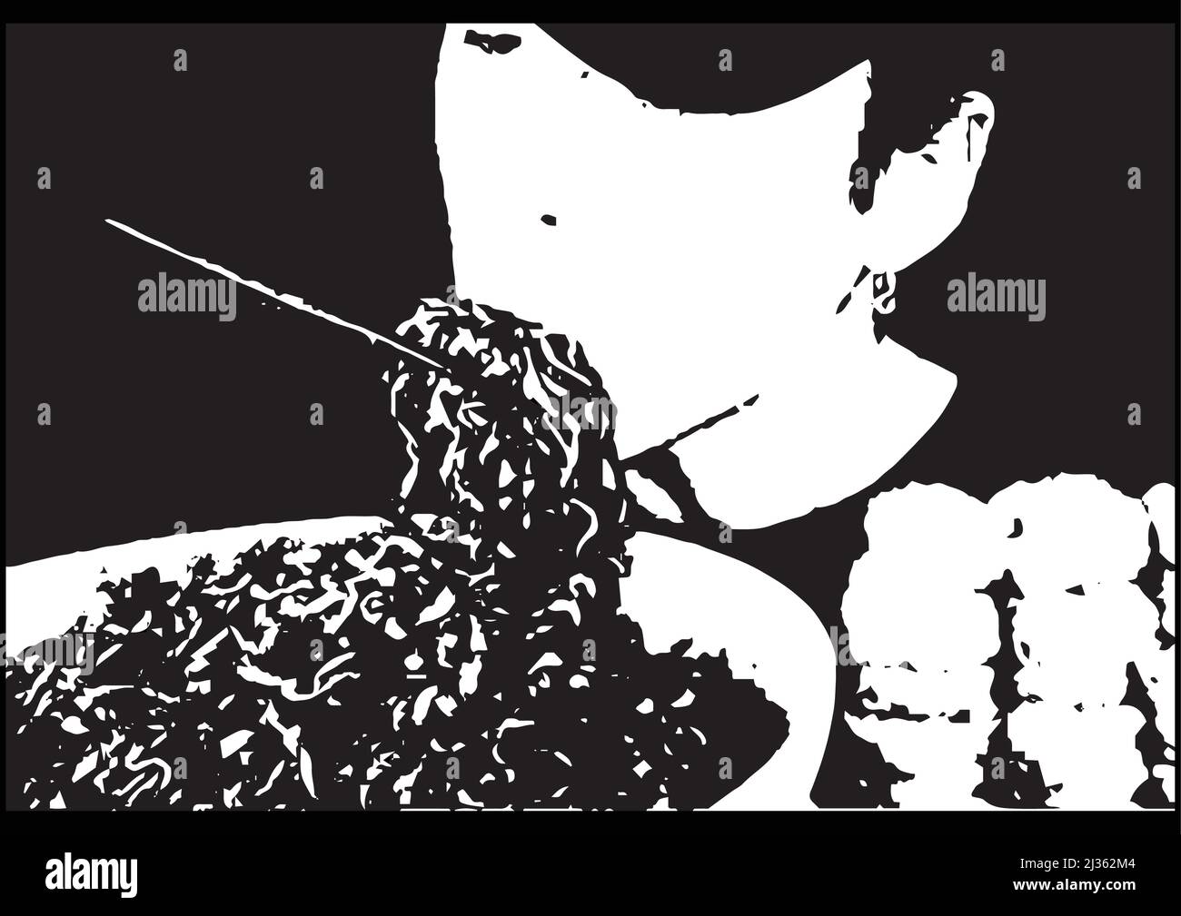 illustration of black and white shadow of a young man who eating ...