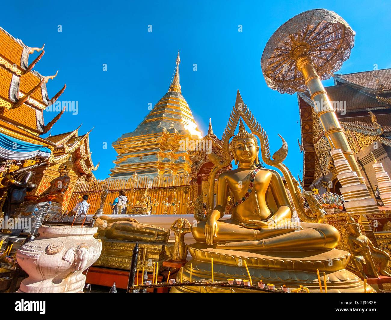 Aerial view of Wat Phra That Doi Suthep temple in Chiang Mai, Thailand ...
