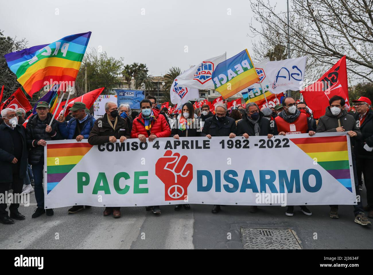 Comiso, Italy. 4th Apr, 2022. Demonstration for the peace in Comiso ...