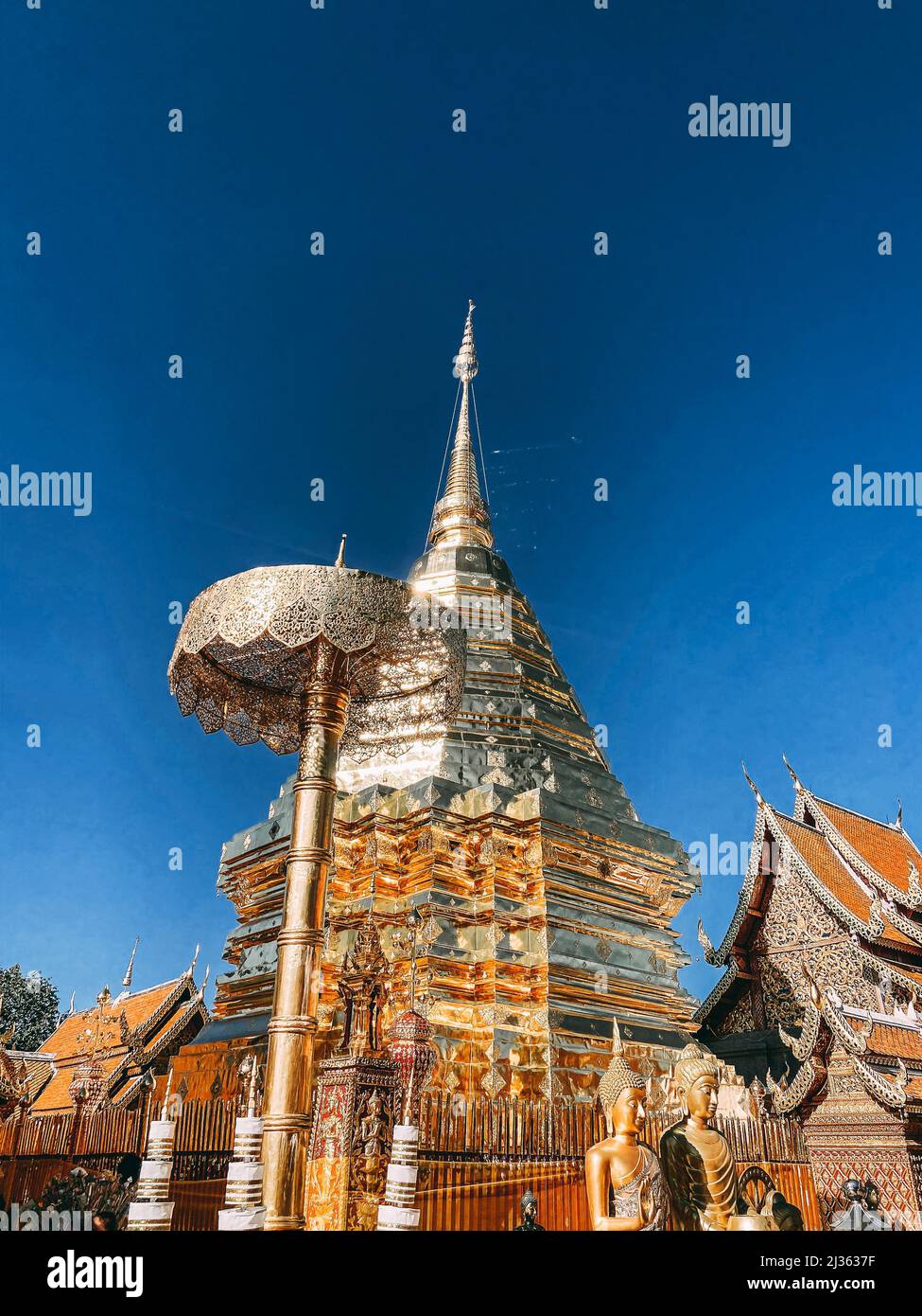 Aerial view of Wat Phra That Doi Suthep temple in Chiang Mai, Thailand ...