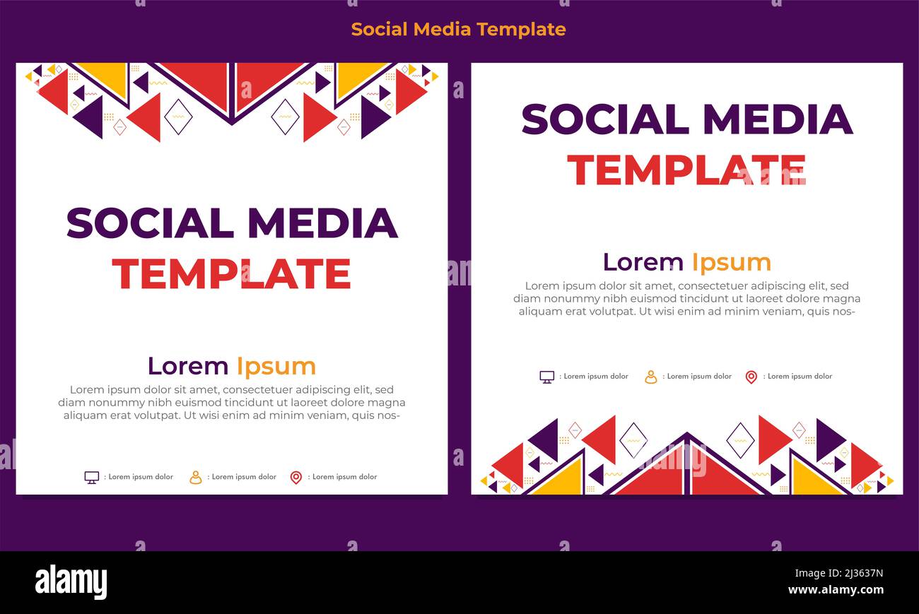 colorful triangle geometric shape social media post template design ...