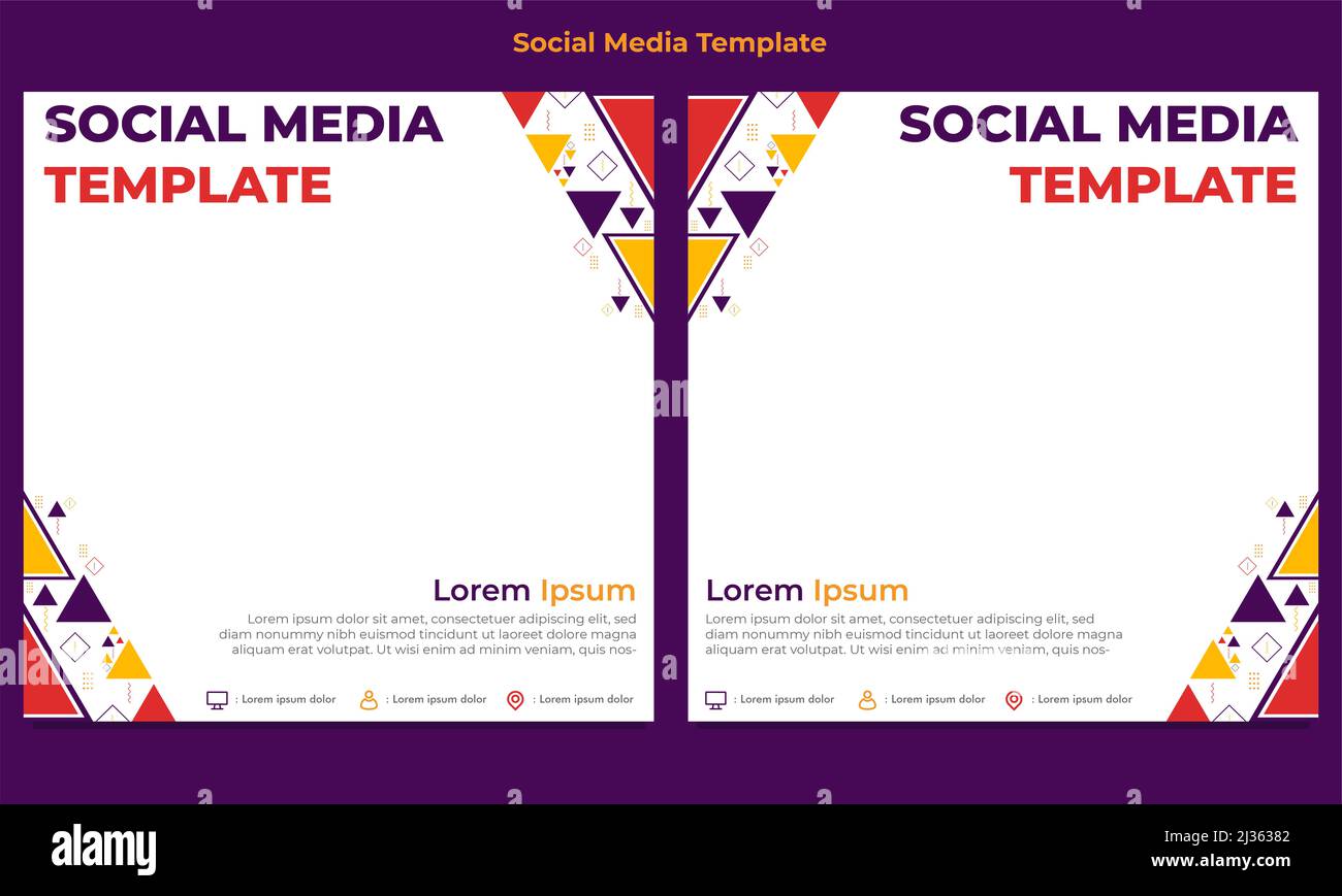 colorful triangle geometric shape social media post template design ...