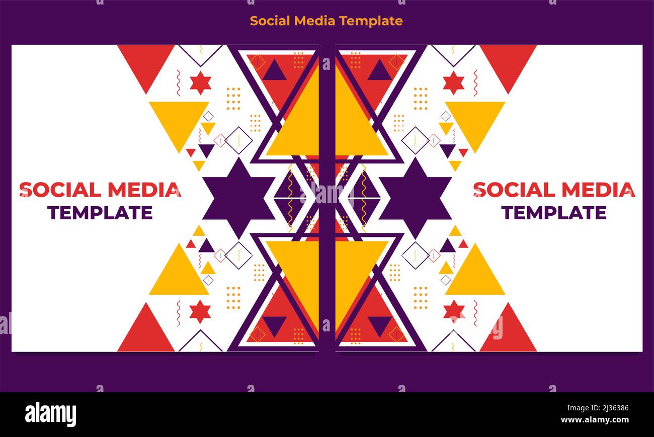 colorful triangle geometric shape social media post template design ...