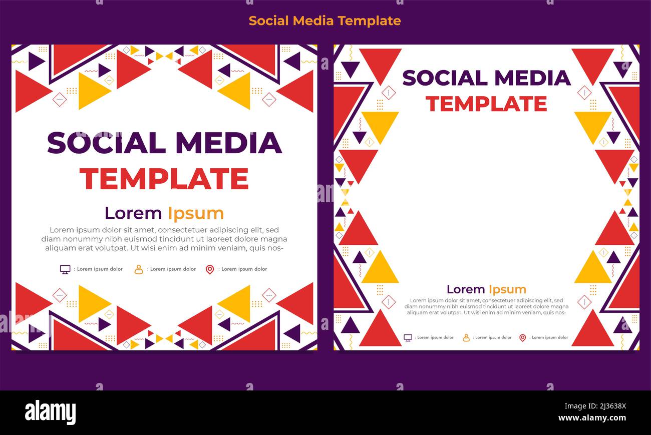 colorful triangle geometric shape social media post template design ...