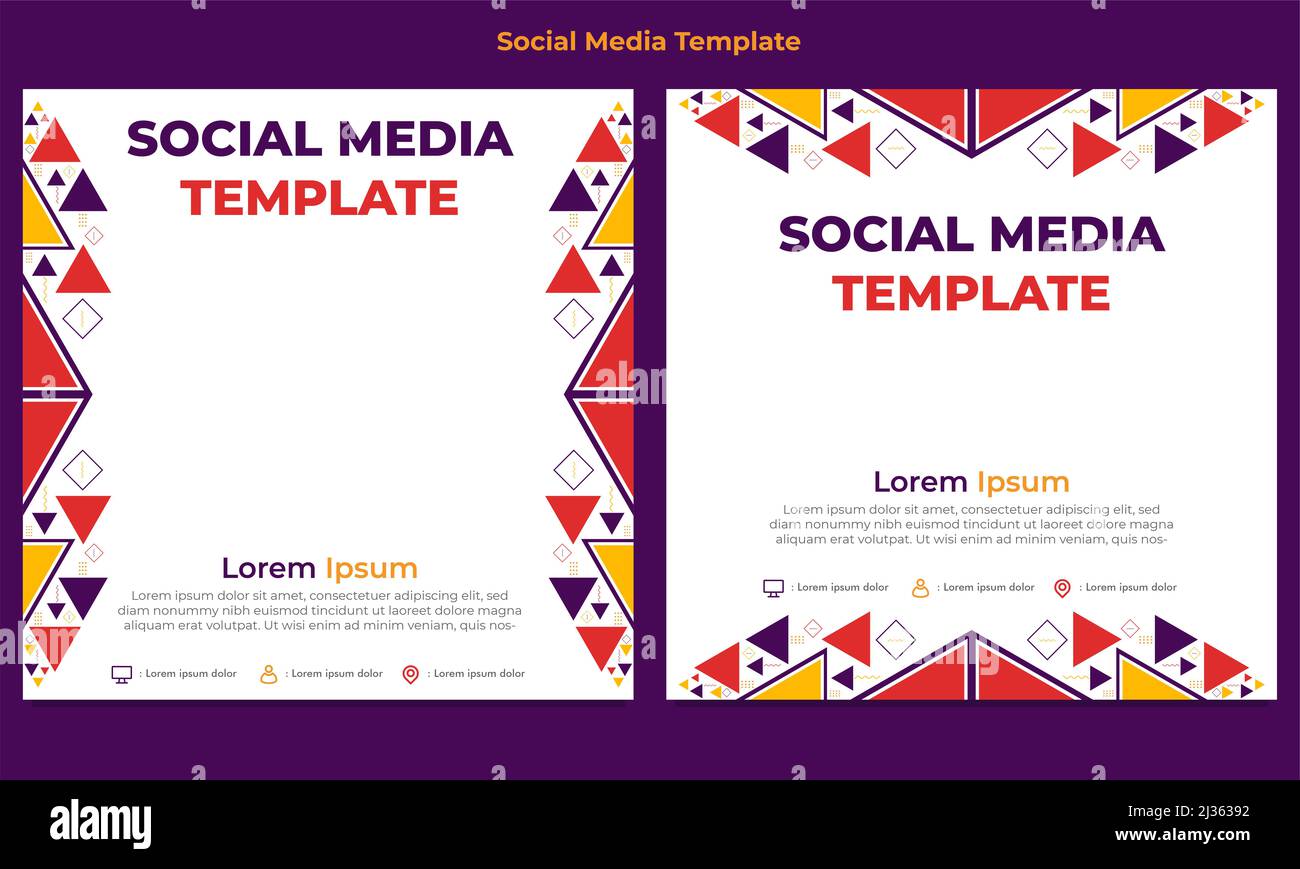 colorful triangle geometric shape social media post template design ...
