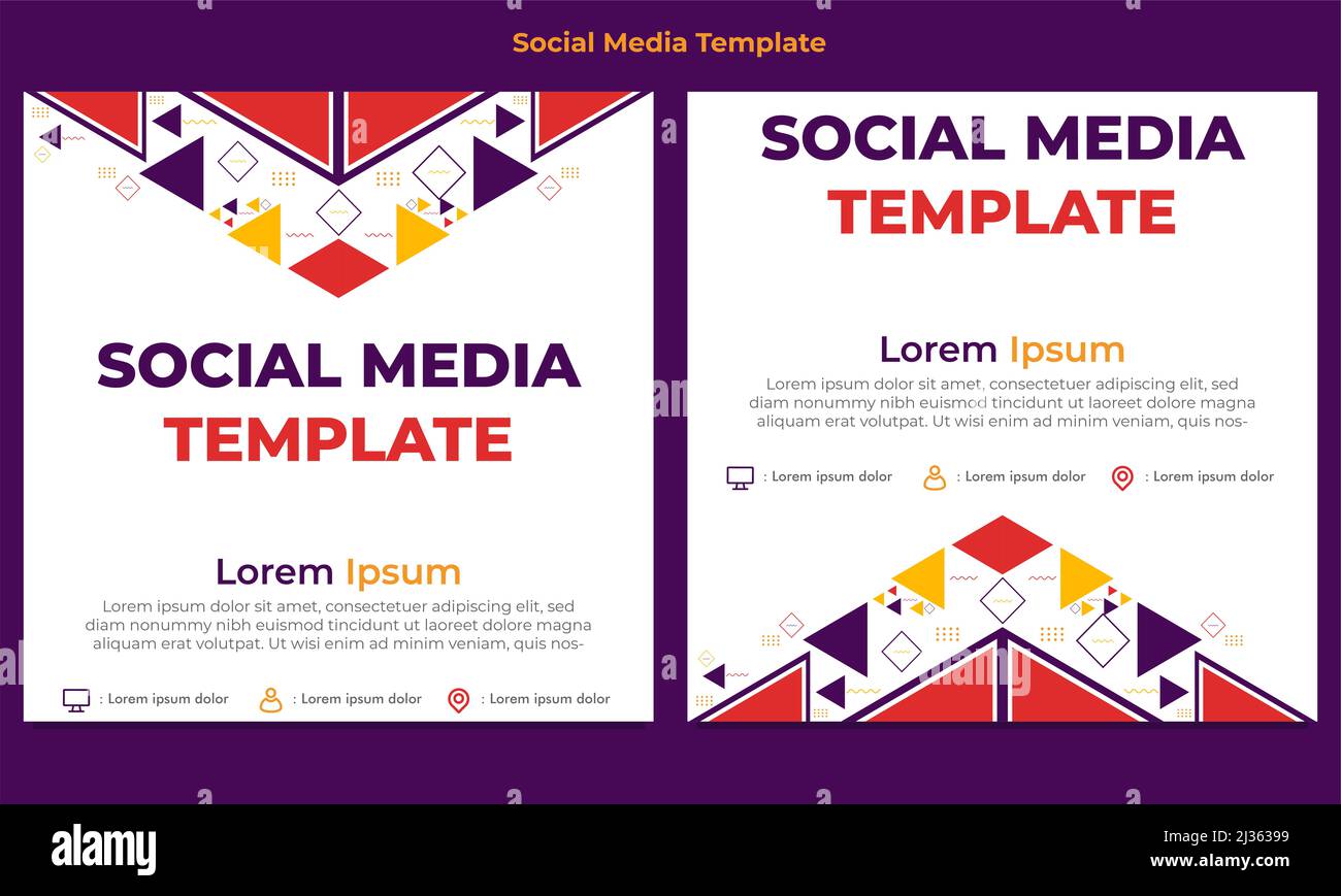 colorful triangle geometric shape social media post template design ...