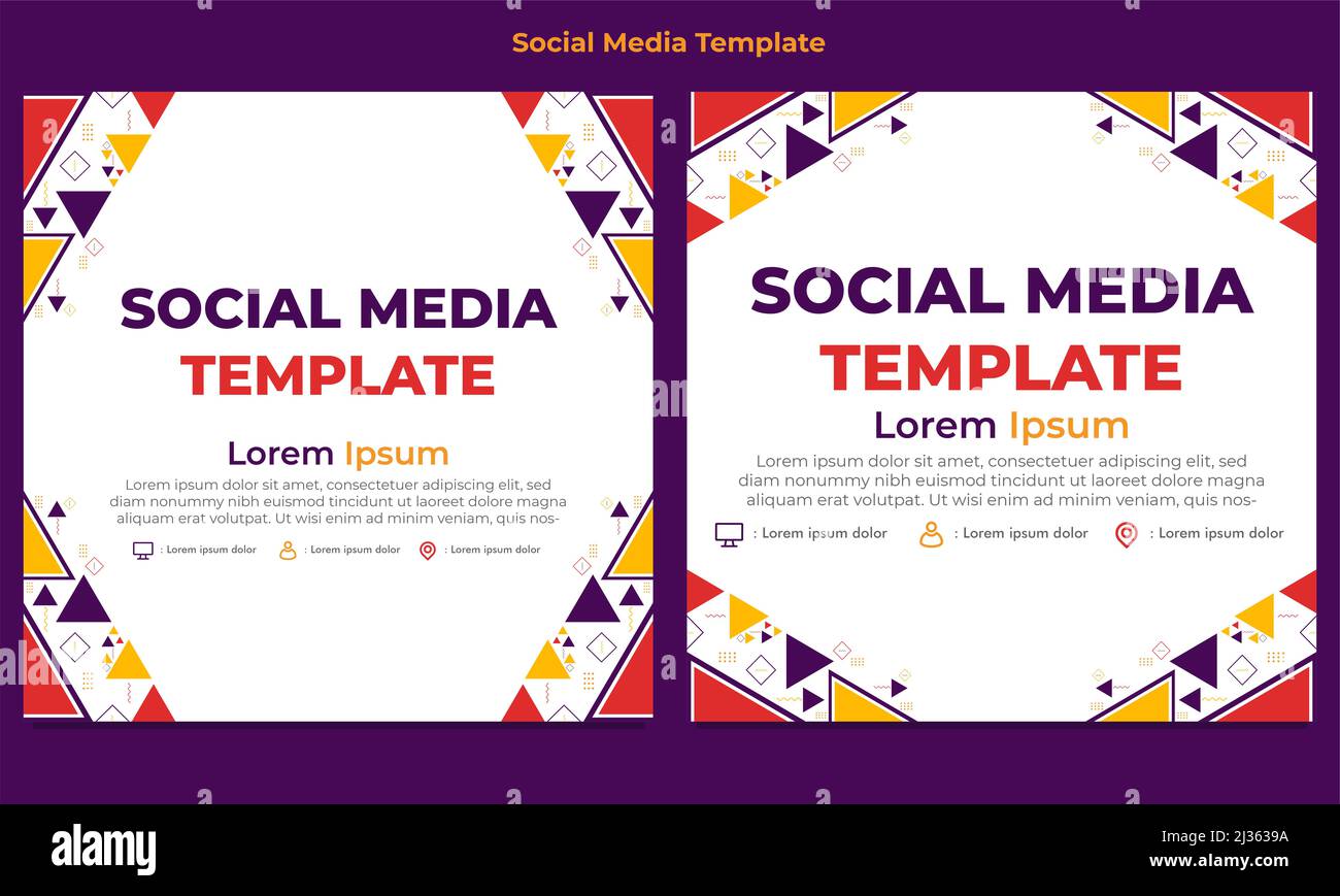 colorful triangle geometric shape social media post template design ...