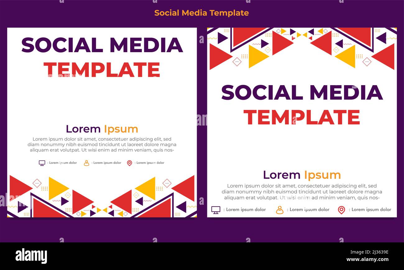 colorful triangle geometric shape social media post template design ...