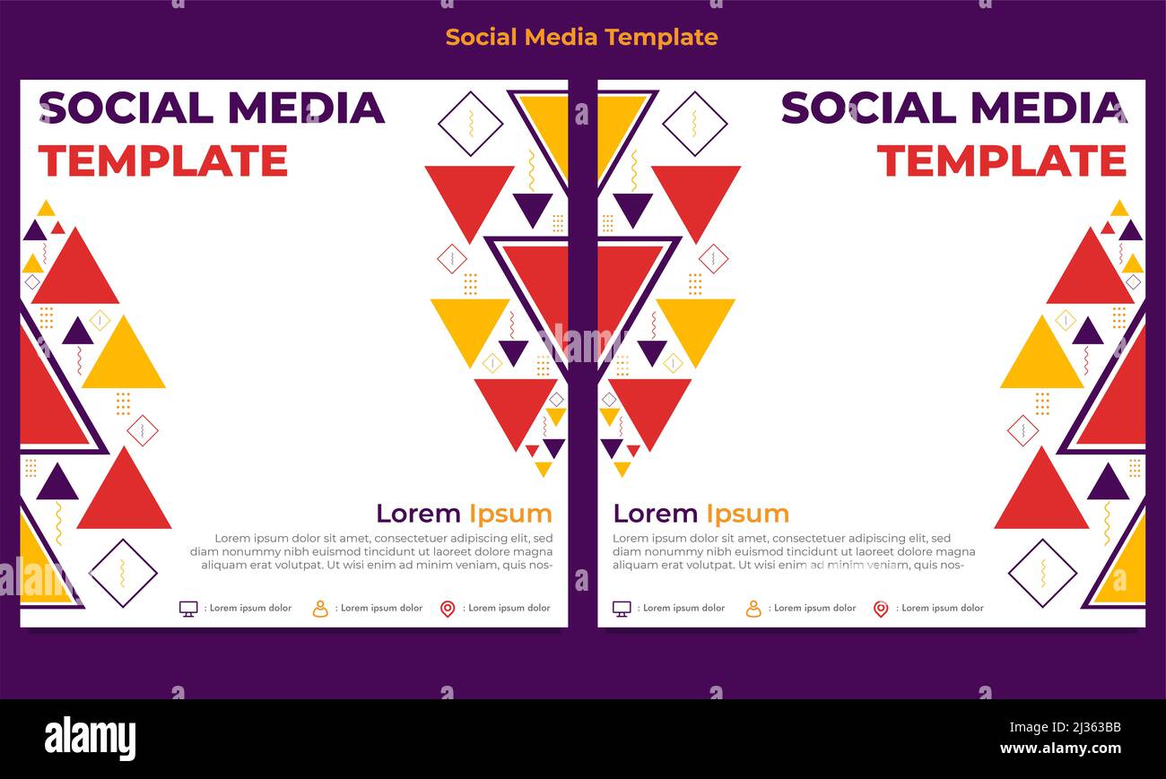 colorful triangle geometric shape social media post template design ...