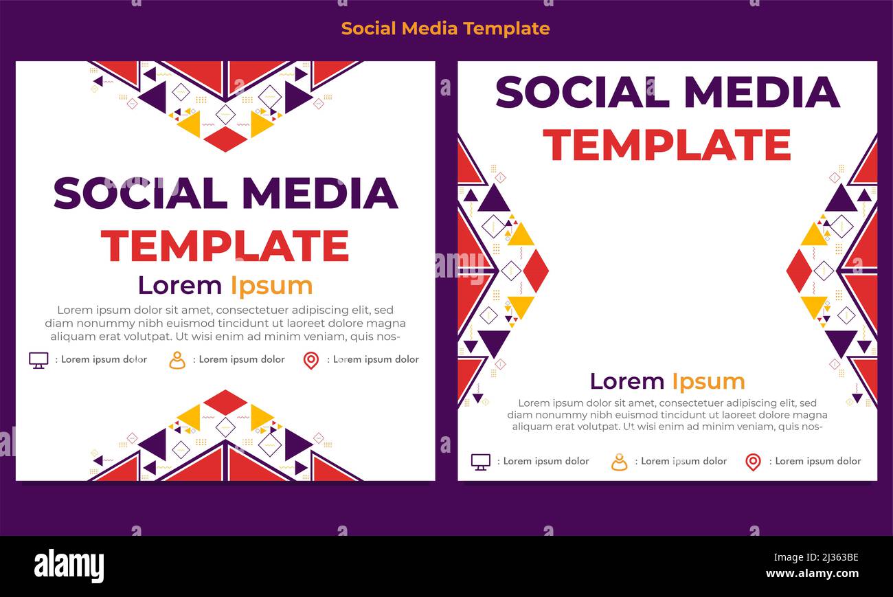 colorful triangle geometric shape social media post template design ...