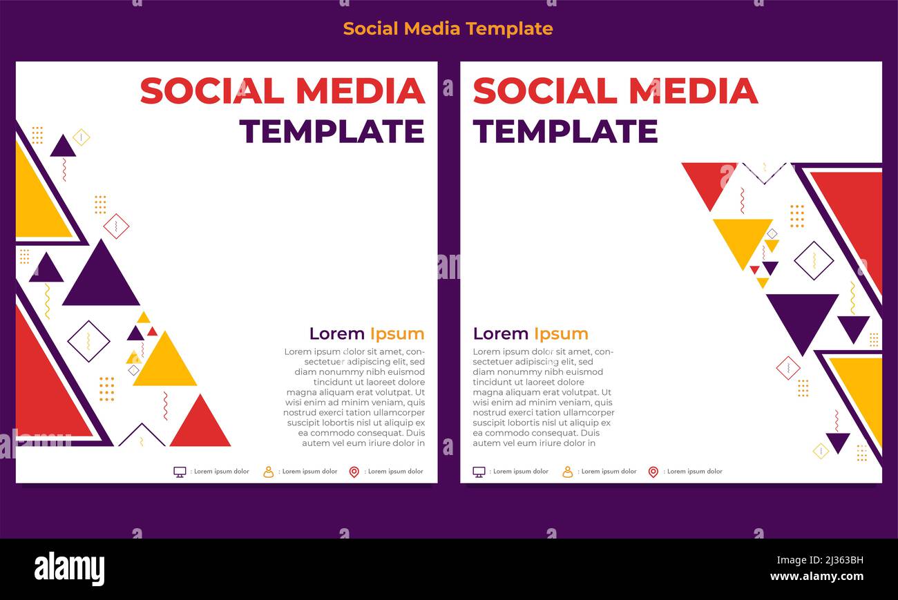 colorful triangle geometric shape social media post template design ...
