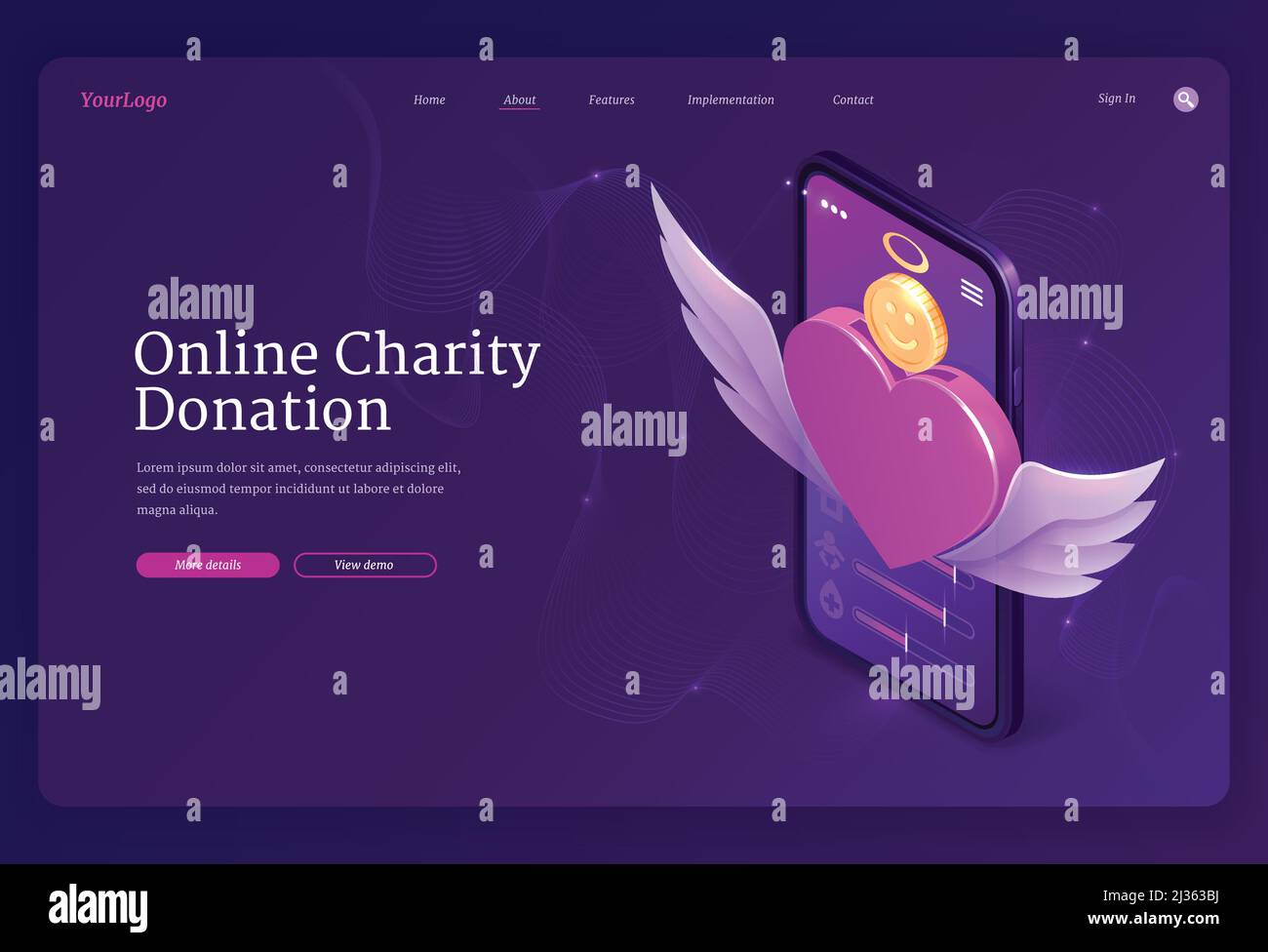 Online charity donation banner. Mobile app for financial donate ...