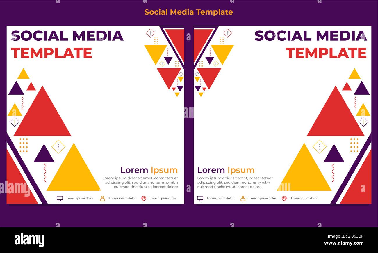 colorful triangle geometric shape social media post template design ...
