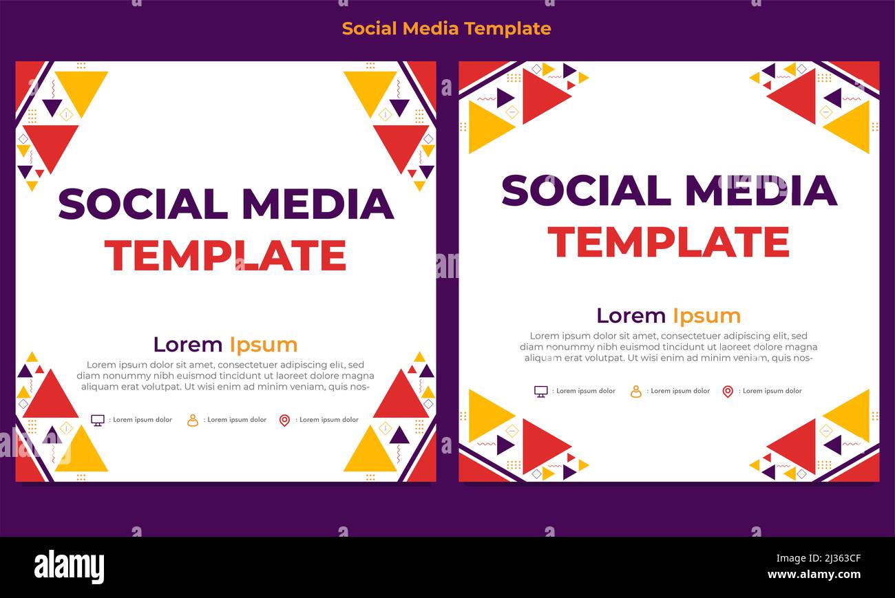 colorful triangle geometric shape social media post template design ...