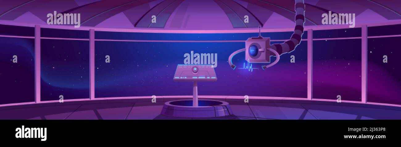 Spaceship control center, captain cabin interior with datacenter hud ...