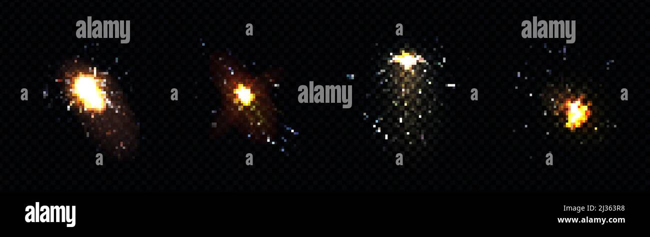 Fire sparks from metal welding, iron cutting or fireworks. Vector ...