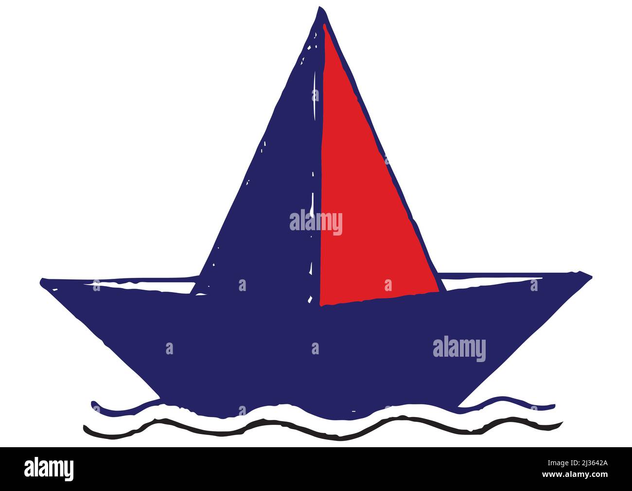 illustration of black and white shadow of a wooden boat with hairclip ...