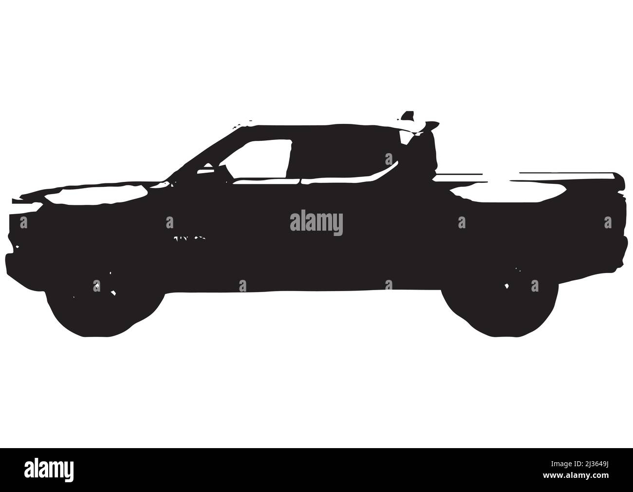 illustration of black and white shadow of a heavy pickup van on white ...