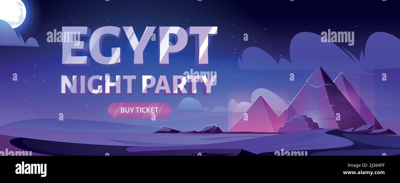 Egypt night party banner. Flyer of nightlife event or show. Vector ...