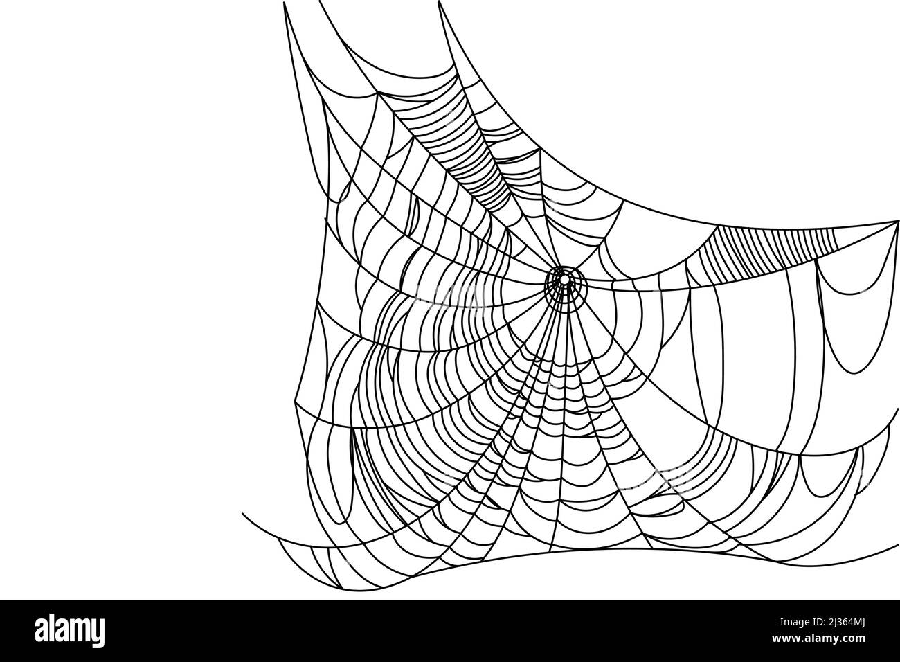 Spider web parts isolated on white background. Scary cobweb outline ...