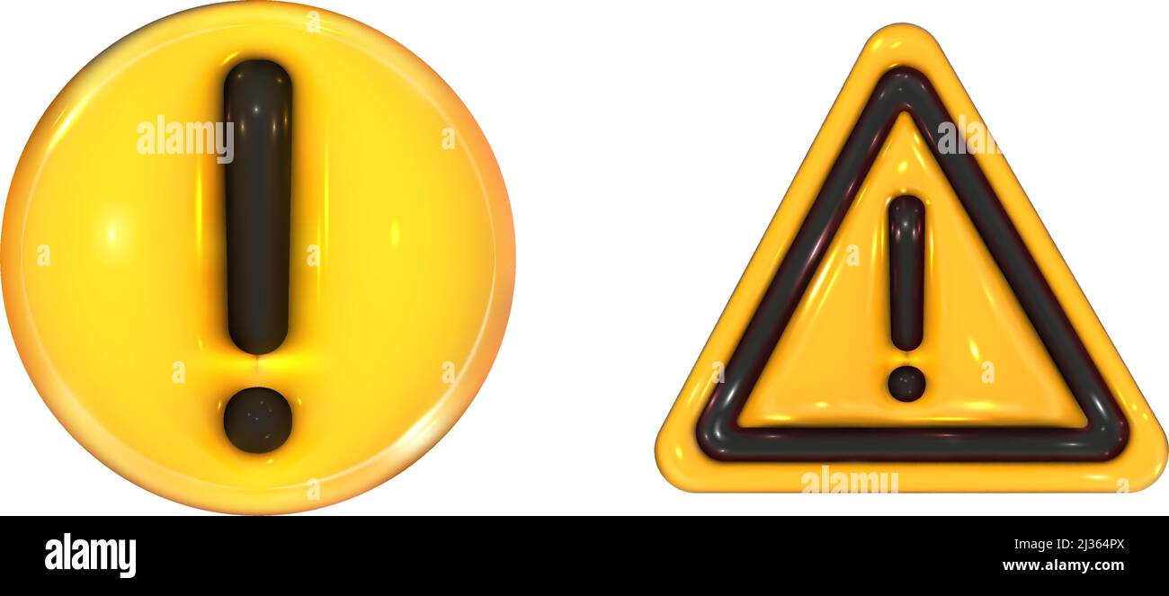 Caution signs 3d set. Hazard warning circle and triangle stickers ...