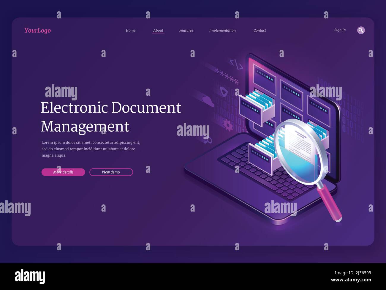Electronic document management banner. Online paperwork storage ...