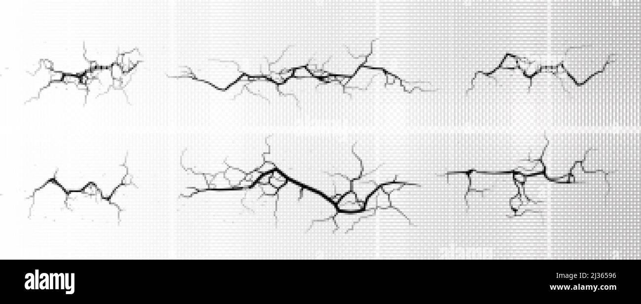 Ground cracks, horizontal breaks on land surface isolated on ...