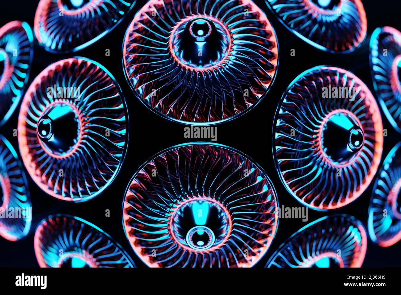 3D illustration of technological circle similar to the burners on a ...