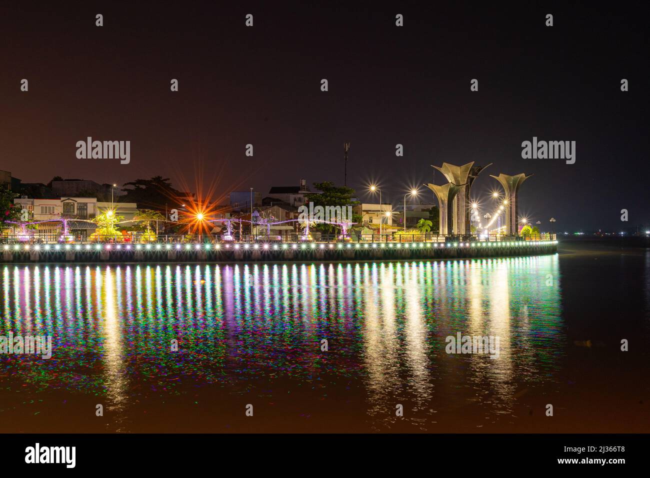 Tien Giang province, Vietnam -12 Mar 2022: View of My Tho city, Tan ...