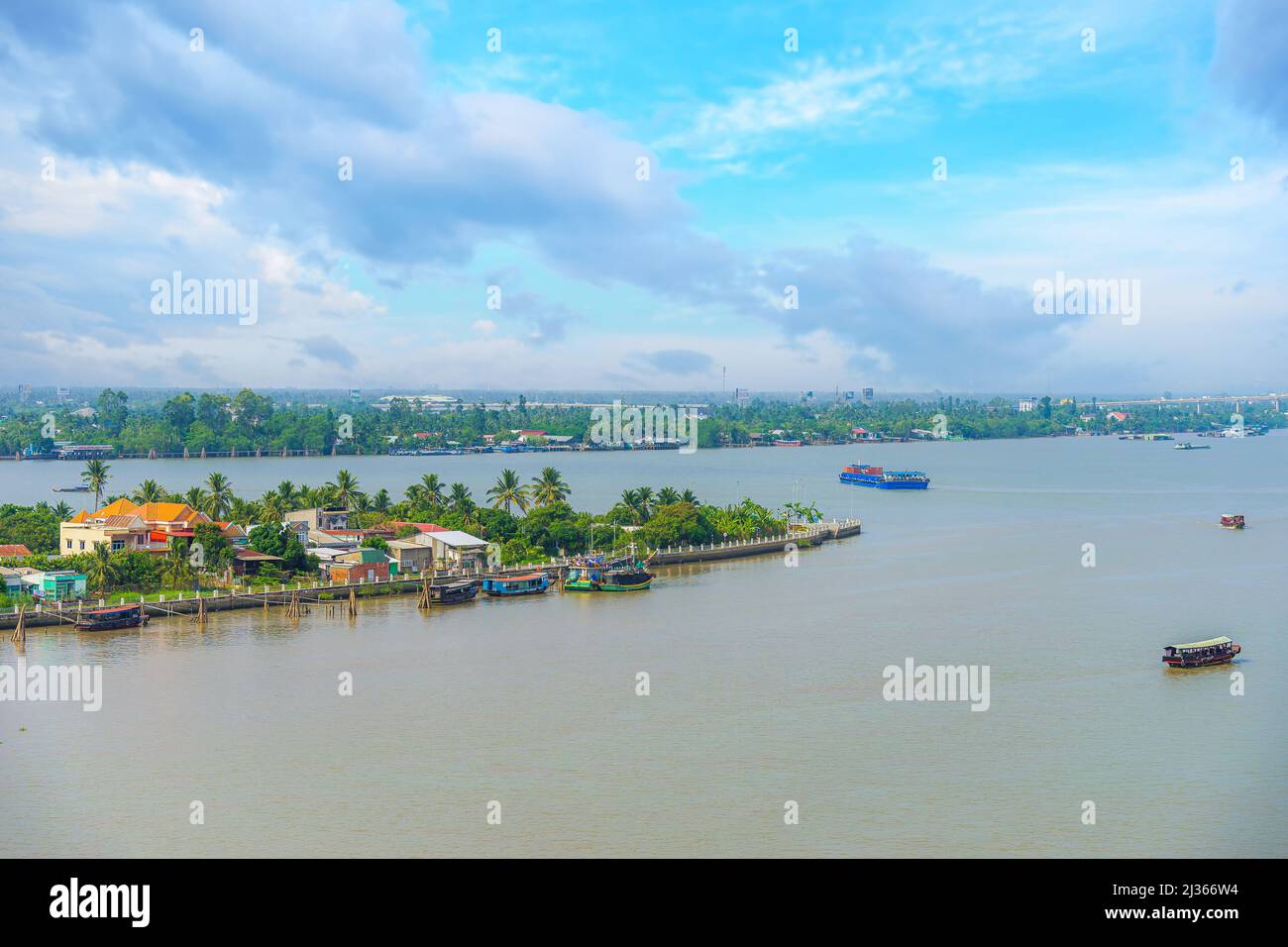 Tien Giang province, Vietnam -12 Mar 2022: View of My Tho city, Tan ...