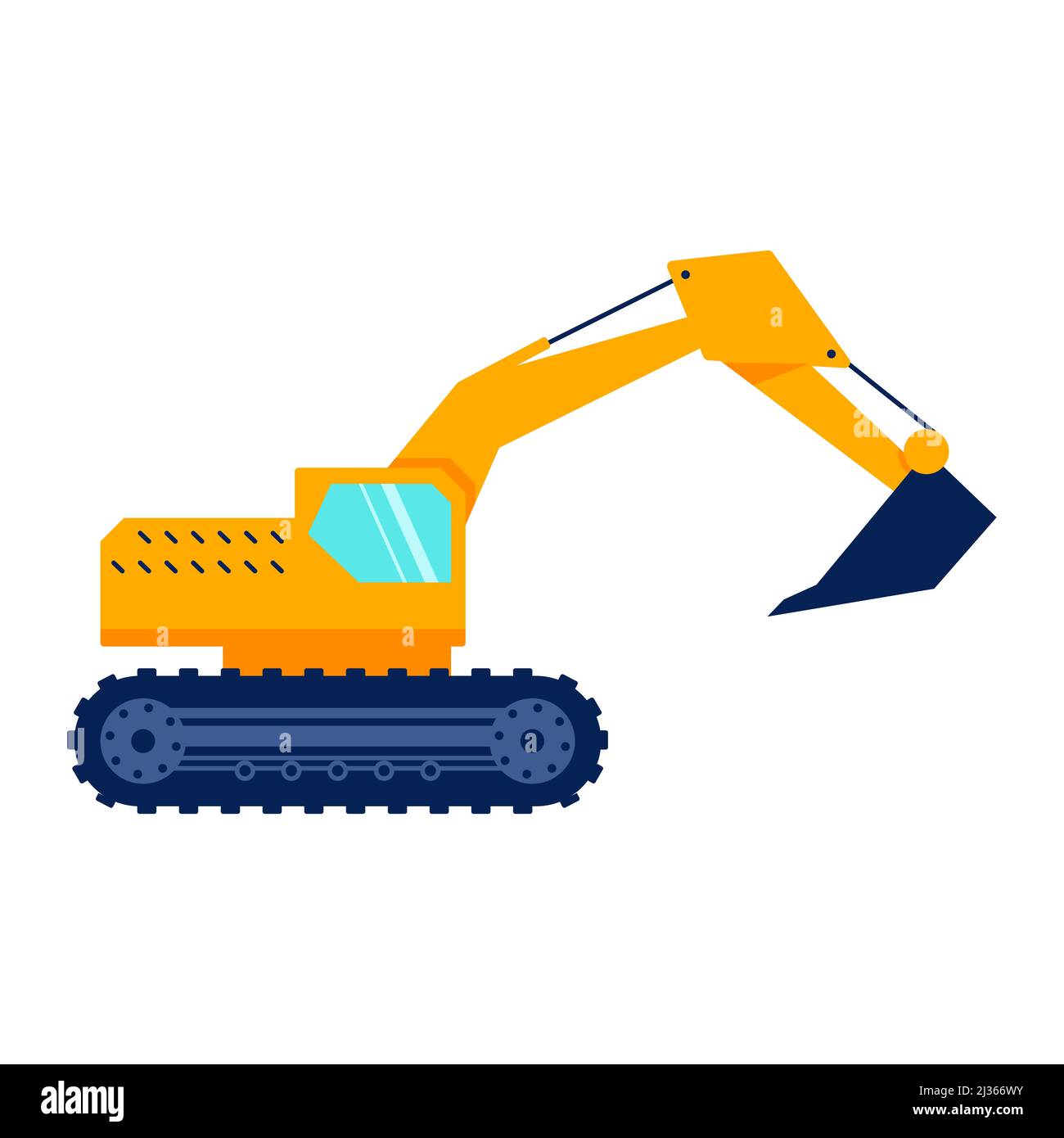 Construction orange excavator side view isolated on white background ...