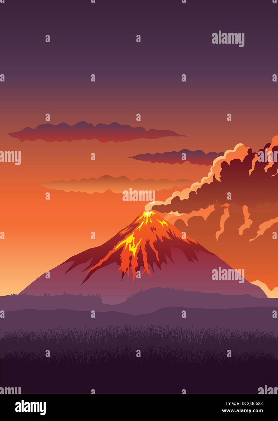 Vector illustration of a volcano erupting Stock Vector Image & Art - Alamy