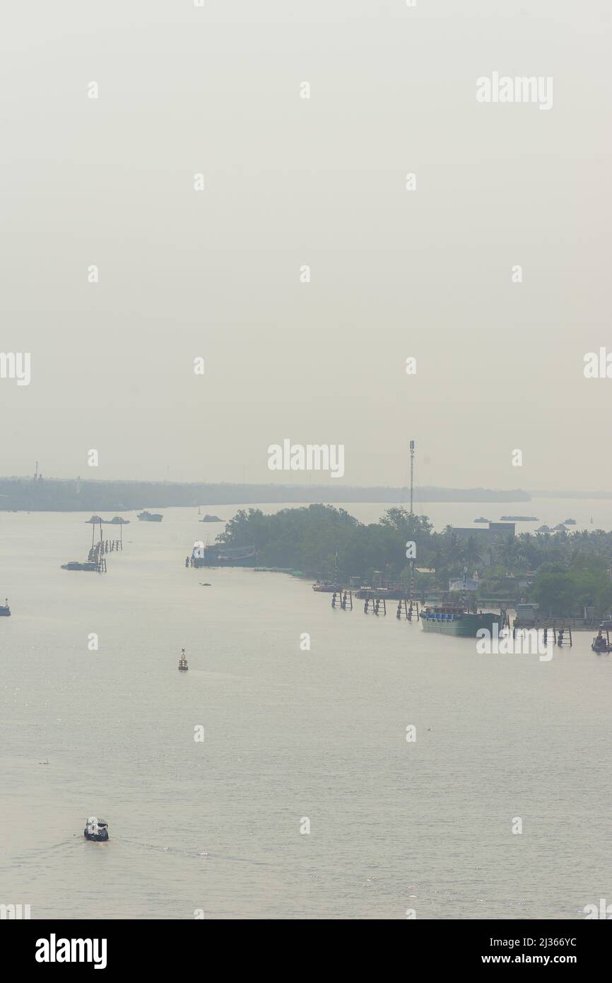 Tien Giang province, Vietnam -12 Mar 2022: View of My Tho city, Tan ...