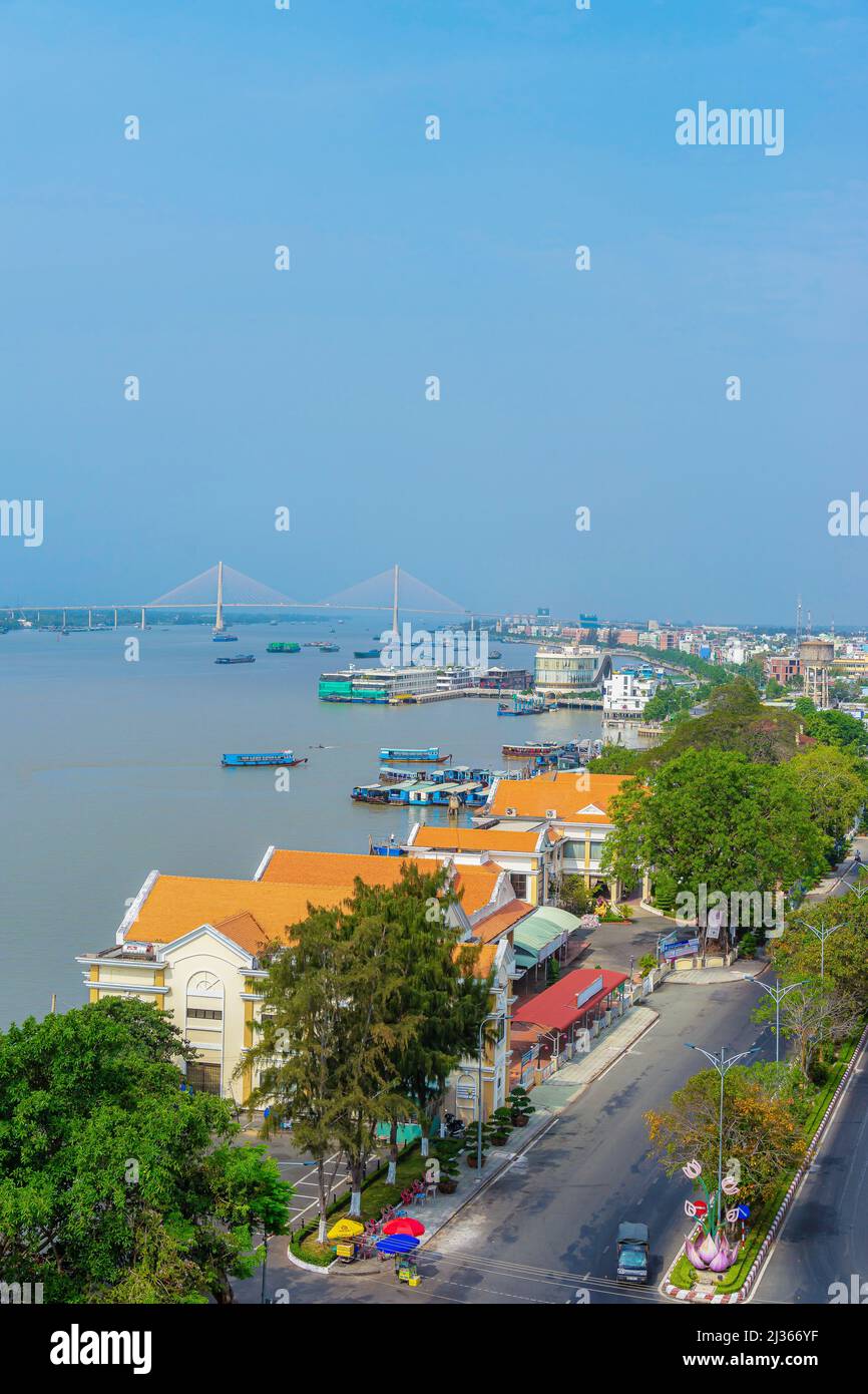 Tien Giang province, Vietnam -12 Mar 2022: View of My Tho city, Tan ...