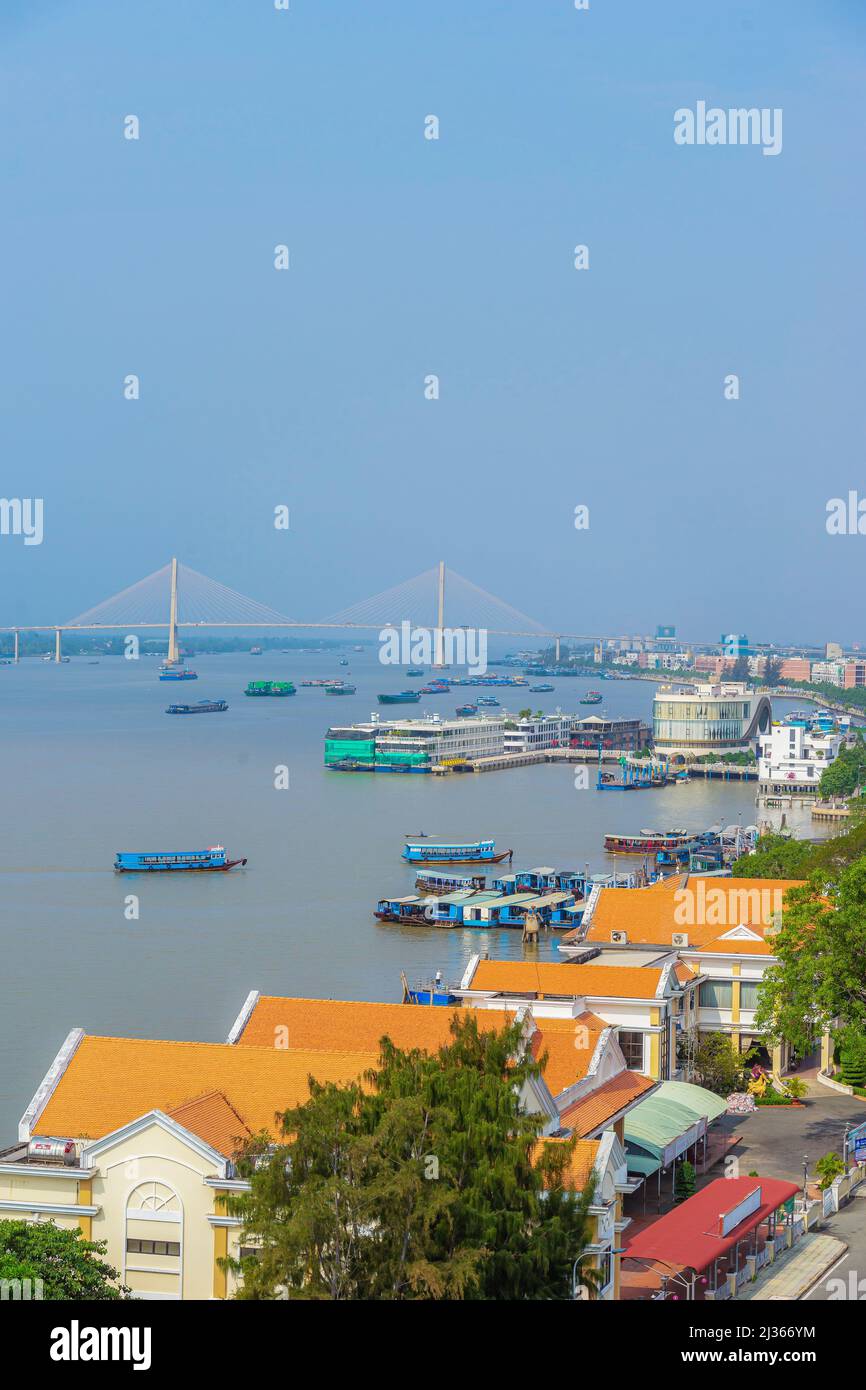 Tien Giang province, Vietnam -12 Mar 2022: View of My Tho city, Tan ...